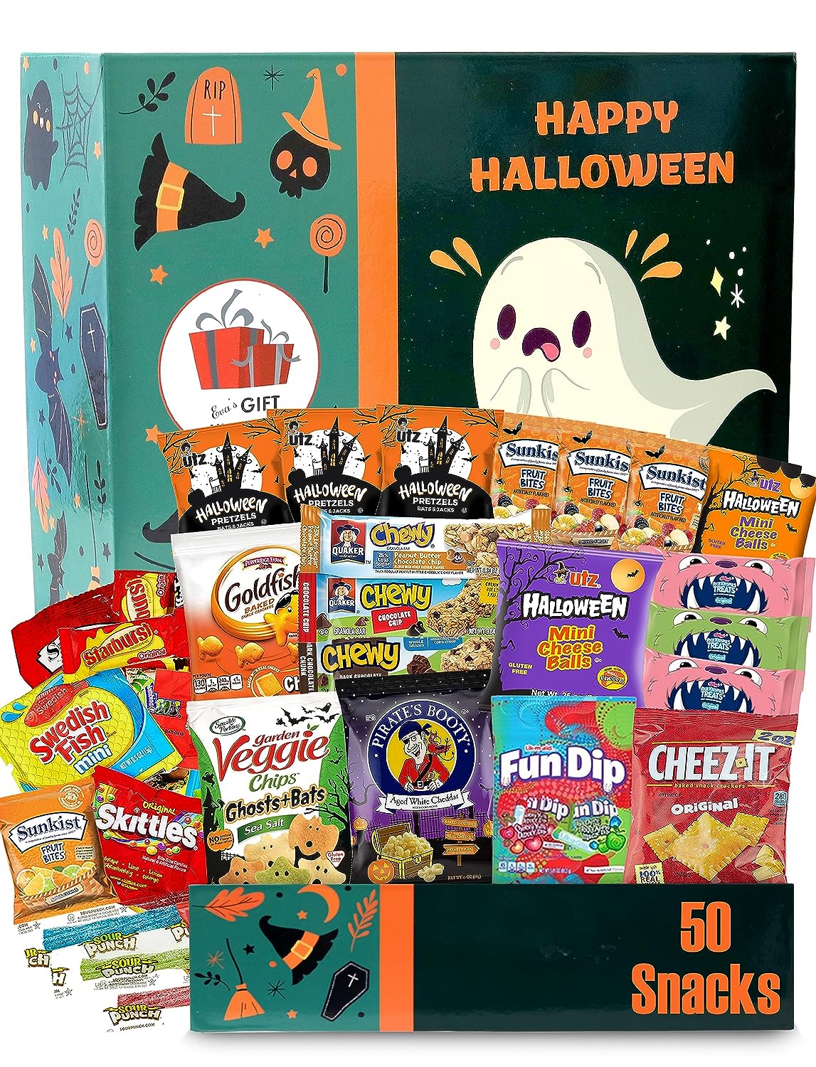 Halloween Snack Box Cookies & Candy (30 Count) / Green – Eva's Gift ...